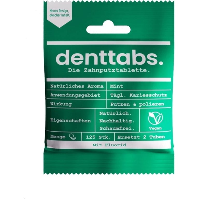 denttabs Stevia-Mint Toothpaste Tabs with Fluoride, 125 Pcs - Ecco ...