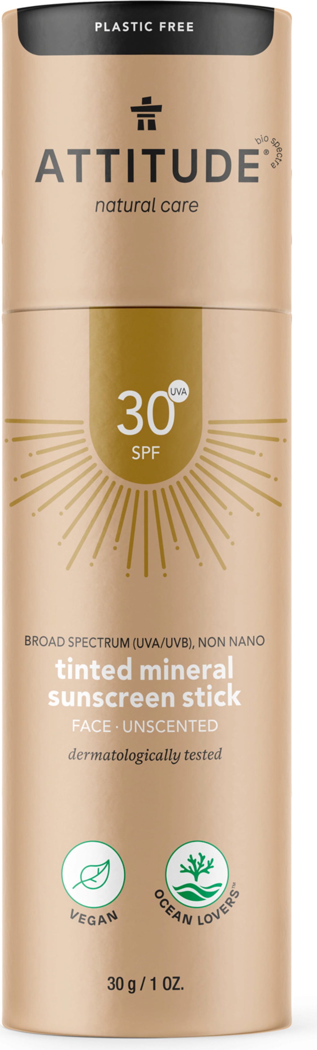 Attitude Tinted Sun Care Face Stick SPF 30, 30 g - Ecco Verde Online Shop