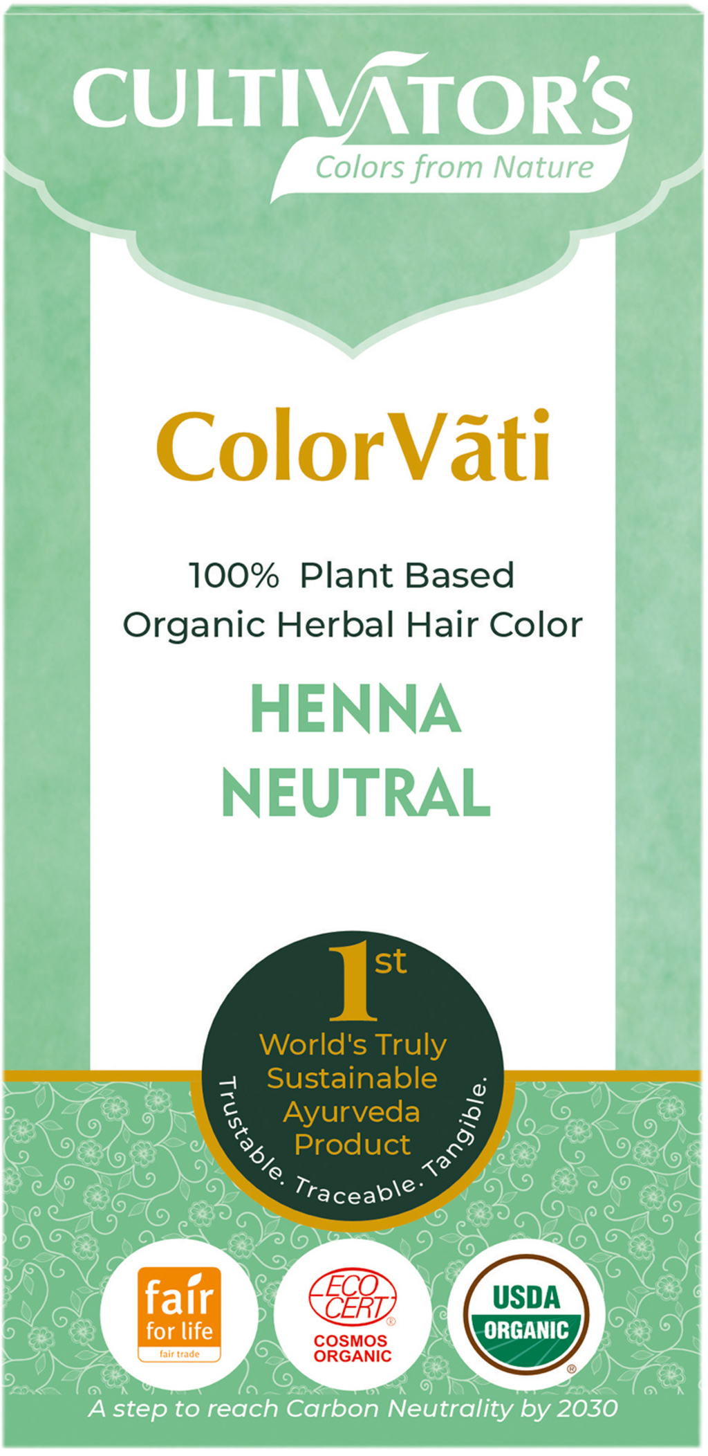 CULTIVATOR'S ColorVãti Organic Herbal Hair Color - Henna Neutral, 100 g ...