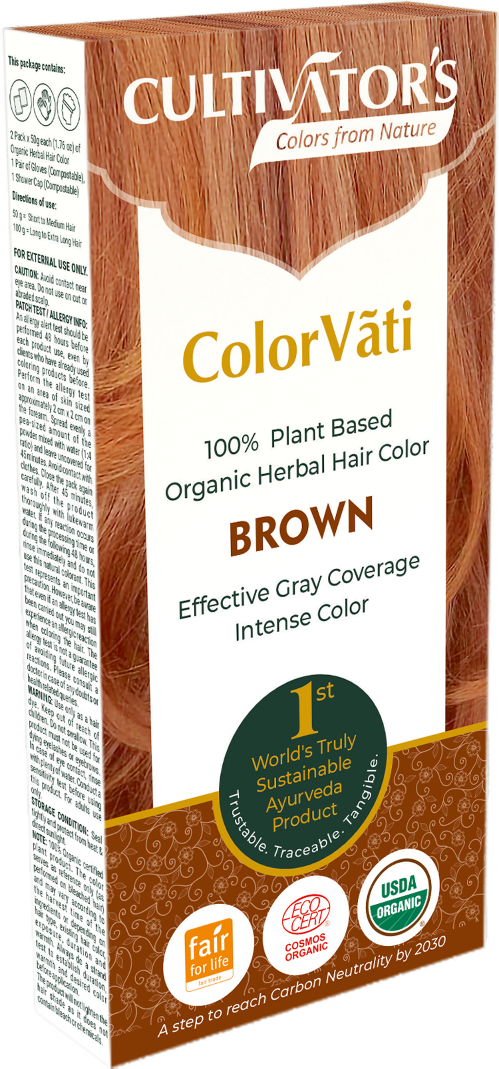 CULTIVATOR'S ColorVãti Organic Herbal Hair Colour - 07 Brown, 100 g ...