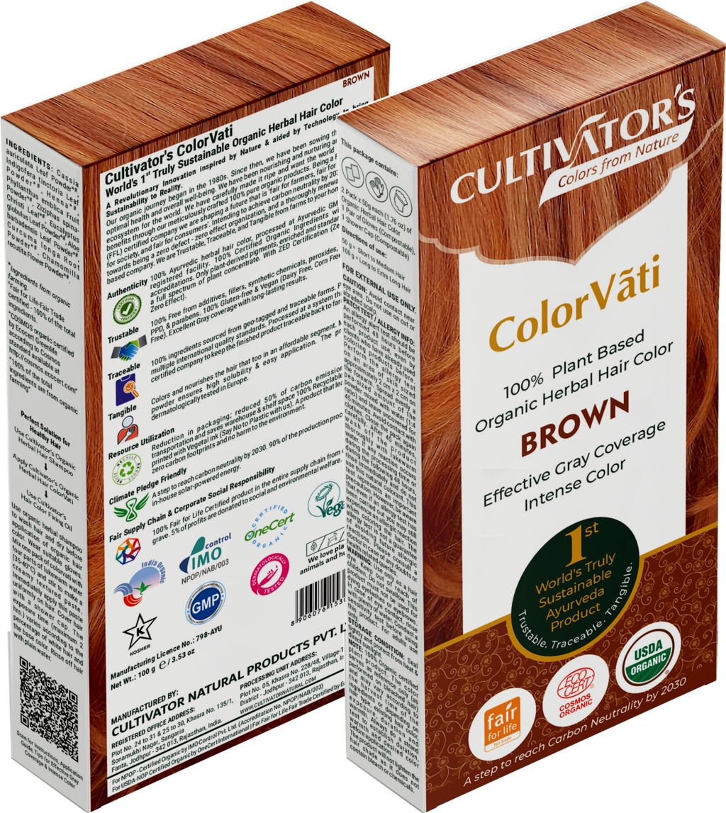CULTIVATOR'S ColorVãti Organic Herbal Hair Colour - 07 Brown, 100 g ...