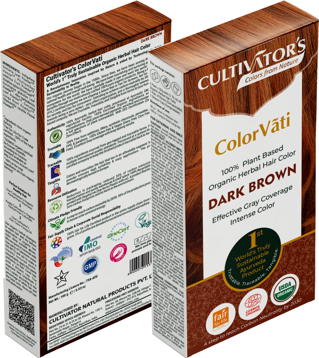 CULTIVATOR'S ColorVãti Organic Herbal Hair Colour - 08 Dark Brown, 100 ...