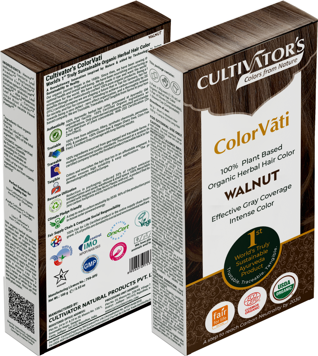 CULTIVATOR'S ColorVãti Organic Herbal Hair Colour - 14 Walnut, 100 g ...