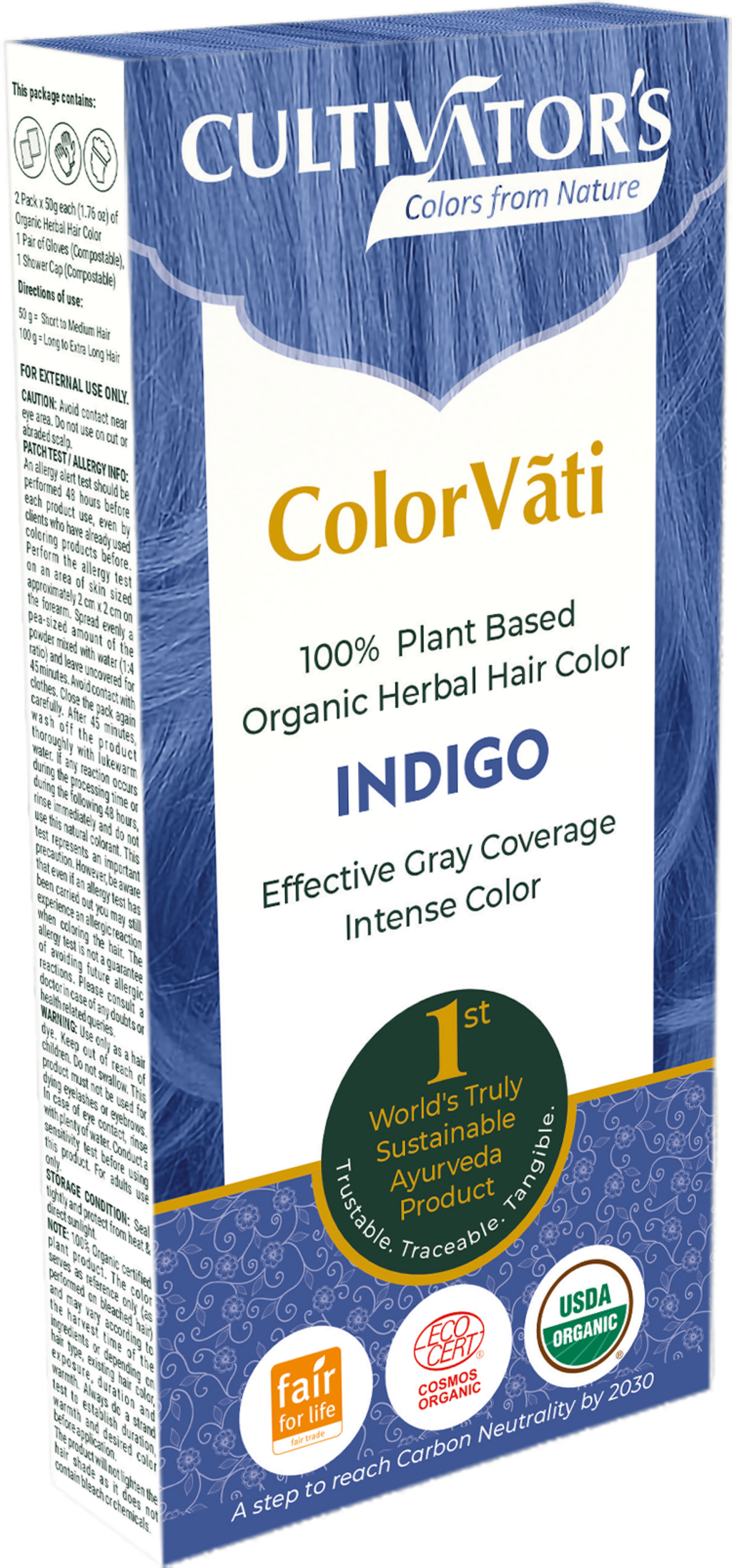CULTIVATOR'S ColorVãti Organic Herbal Hair Colour - Indigo, 100 g ...