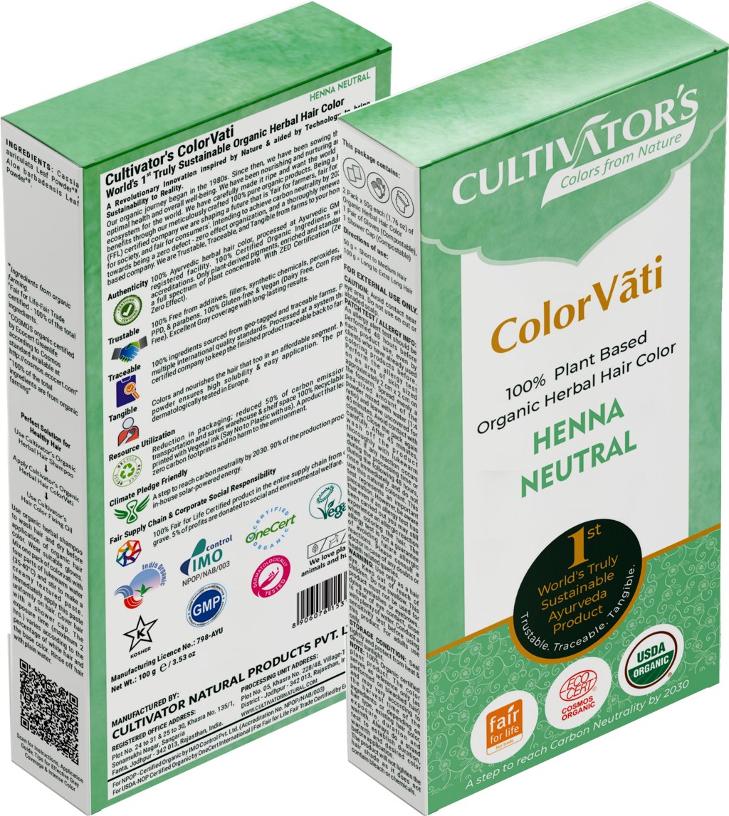 CULTIVATOR'S ColorVãti Organic Herbal Hair Color - Henna Neutral, 100 g ...
