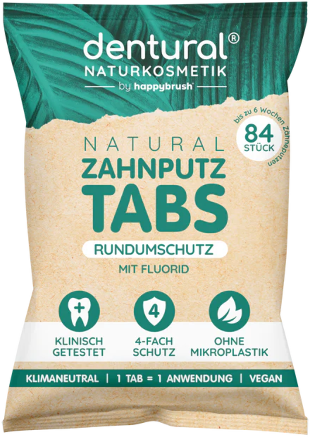 happybrush Dentural ToothpasteTabs, 84 Pcs - Ecco Verde Online Shop